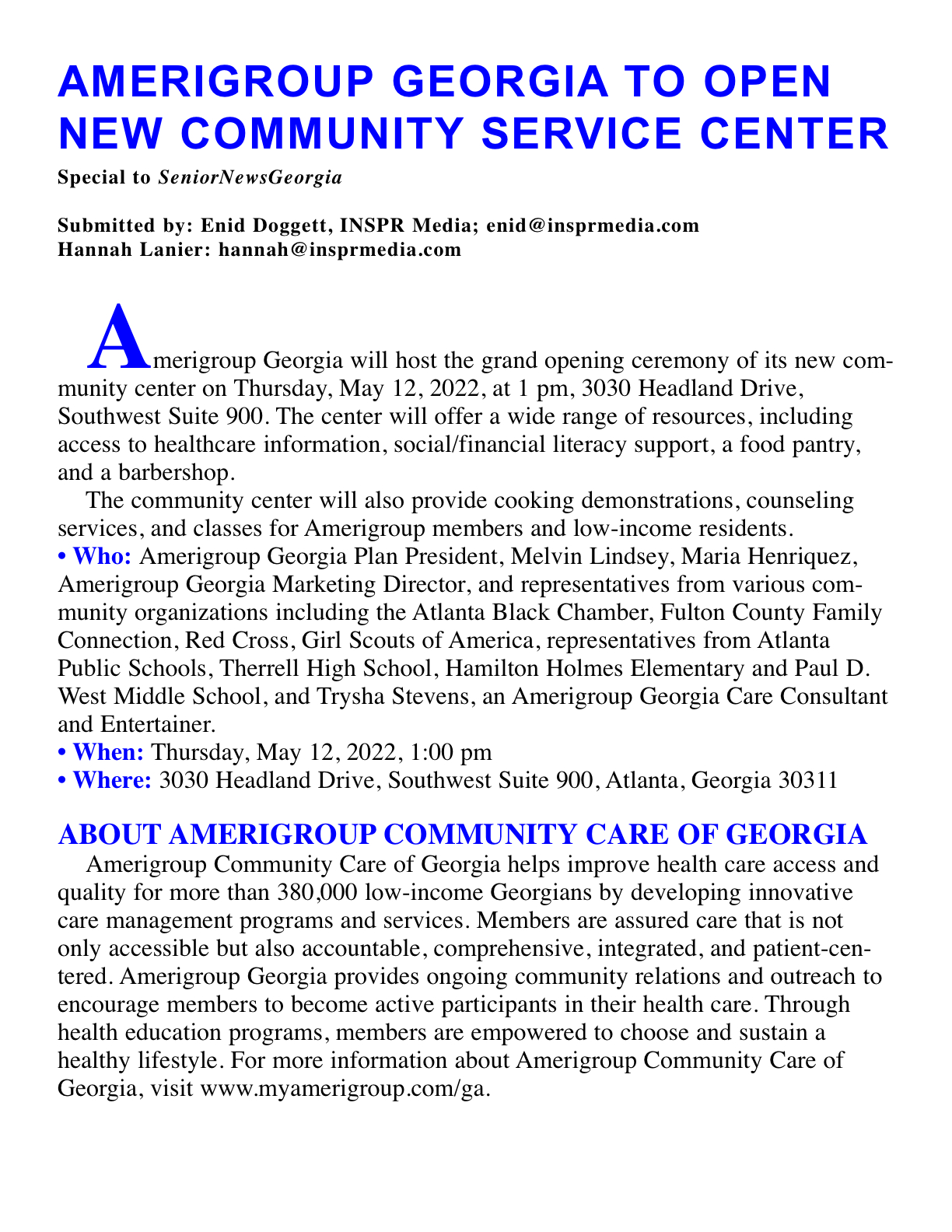 Amerigroup Georgia to Open New Community Service Center - SeniorNewsGeorgia
