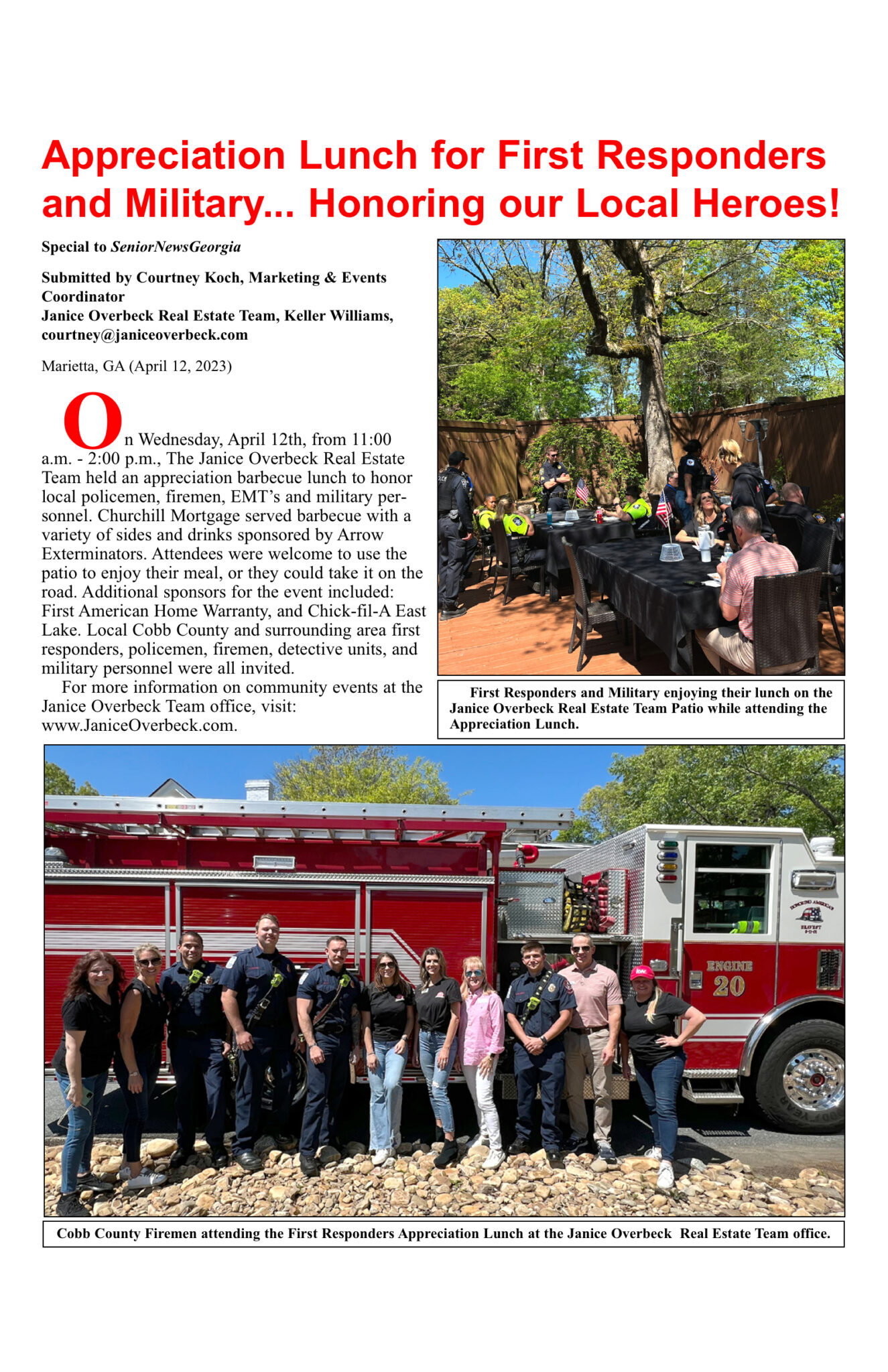 Appreciation Lunch for First Responders and Military…Honoring our Local ...